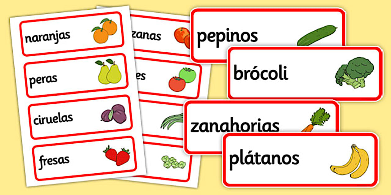 Spanish Fruit Vocabulary Cards