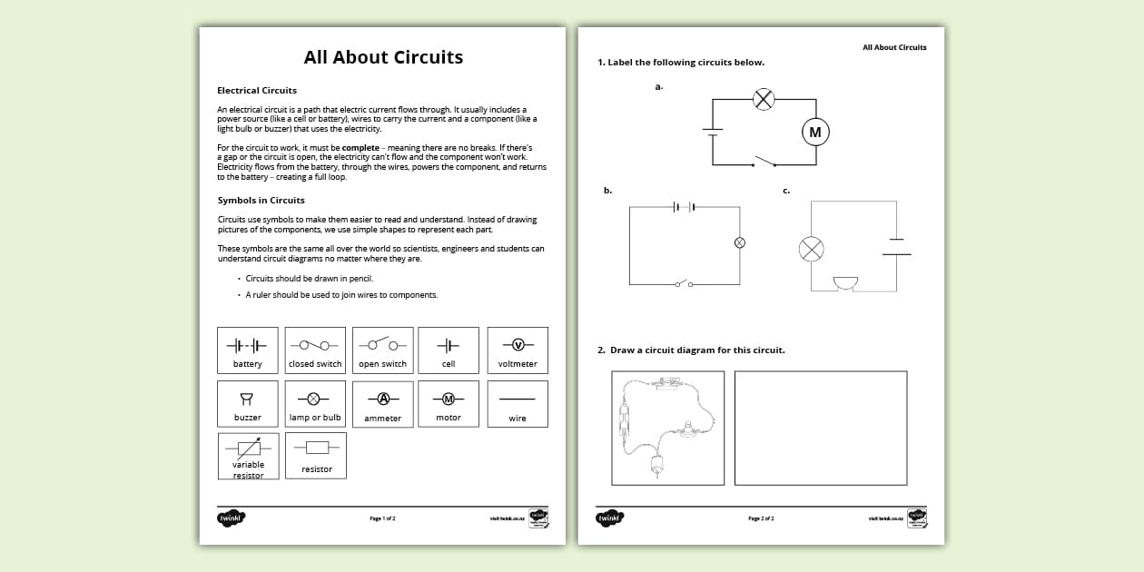All About Circuits Worksheet - Twinkl Science Lessons