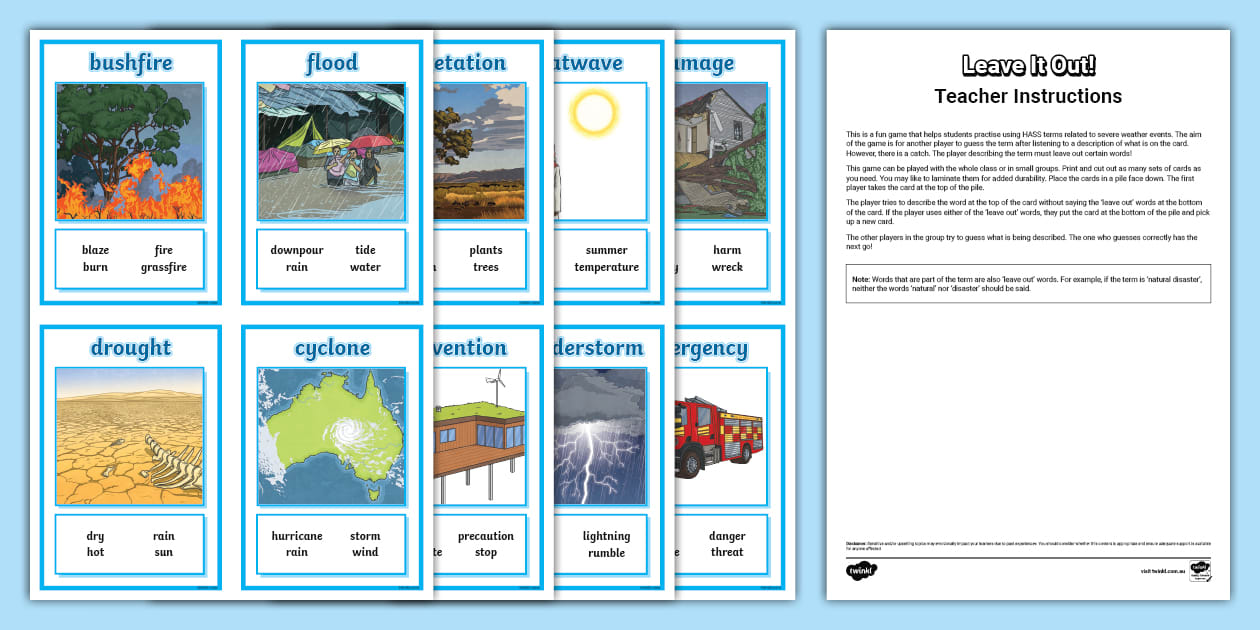 Severe Weather 'Leave It Out' Game Cards (teacher made)
