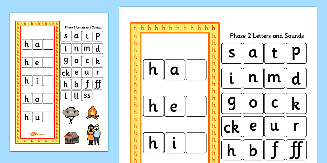 CVC h Word Activity Including Phase 2 Letters and Sounds - phases