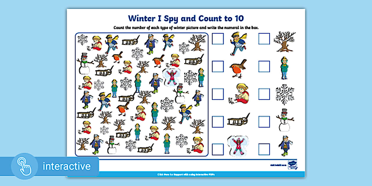 👉 Interactive PDF: Winter I Spy and Count Activity to 10