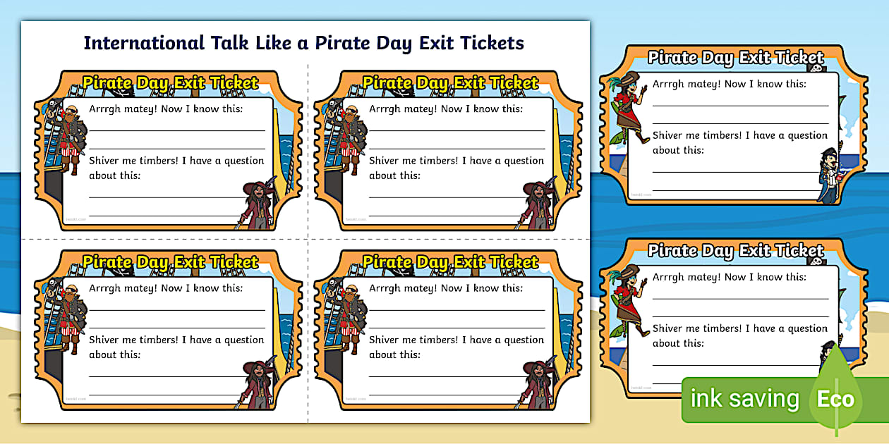 International Talk Like a Pirate Day Exit Tickets - Twinkl