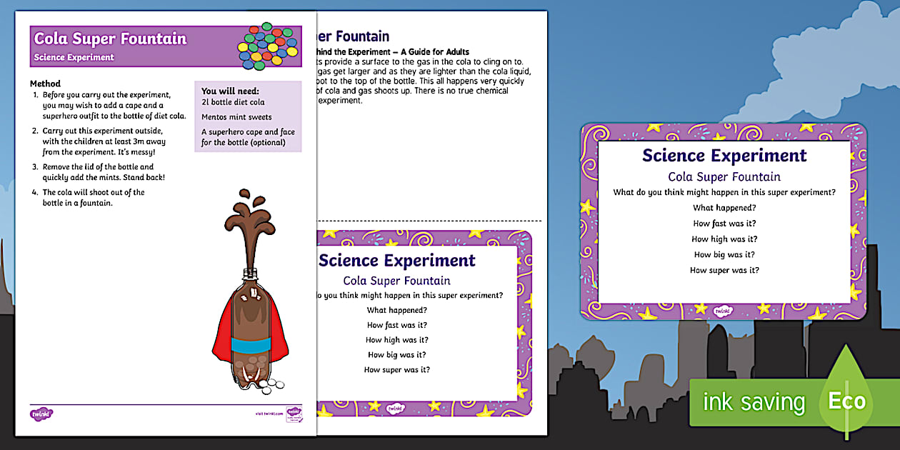 EYLF Cola Super Fountain Science Experiment Pack - Twinkl