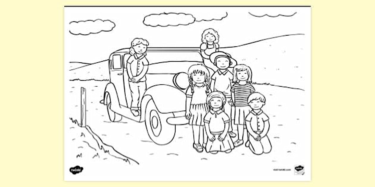 Travel In Car - Colouring Sheet (teacher made) - Twinkl