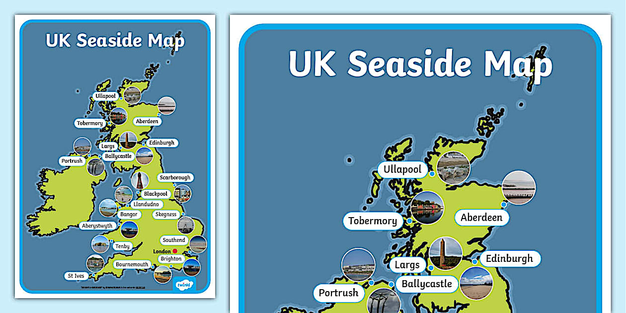 UK Seaside Map Display Poster (teacher made) - Twinkl