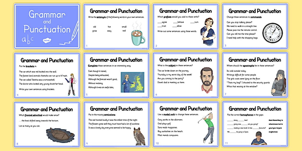Editable Year 6 Grammar and Punctuation Challenge Cards