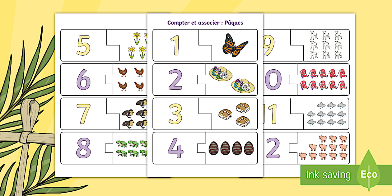 Puzzle : Compter et associer sur le thème de Pâques