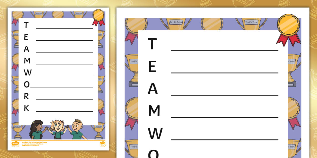 Teamwork Acrostic Poem (teacher made) - Twinkl