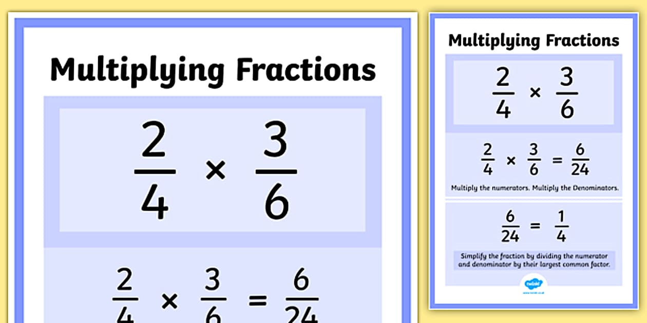 Multiplying (Timesing) Fractions Display Poster - Twinkl
