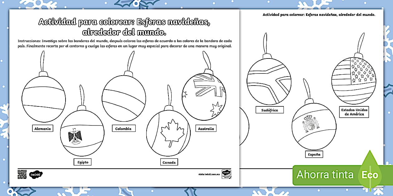 Esferas navideñas, alrededor del mundo. (teacher made)