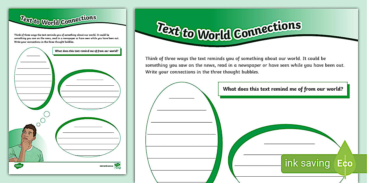 Text to World Thought Bubble Worksheet│Reading Comprehension