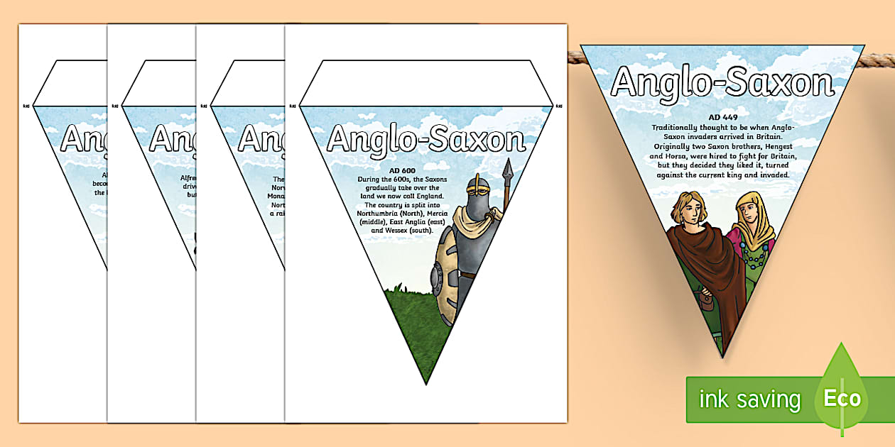 Cursive Anglo-Saxon Timeline Display Bunting - Twinkl