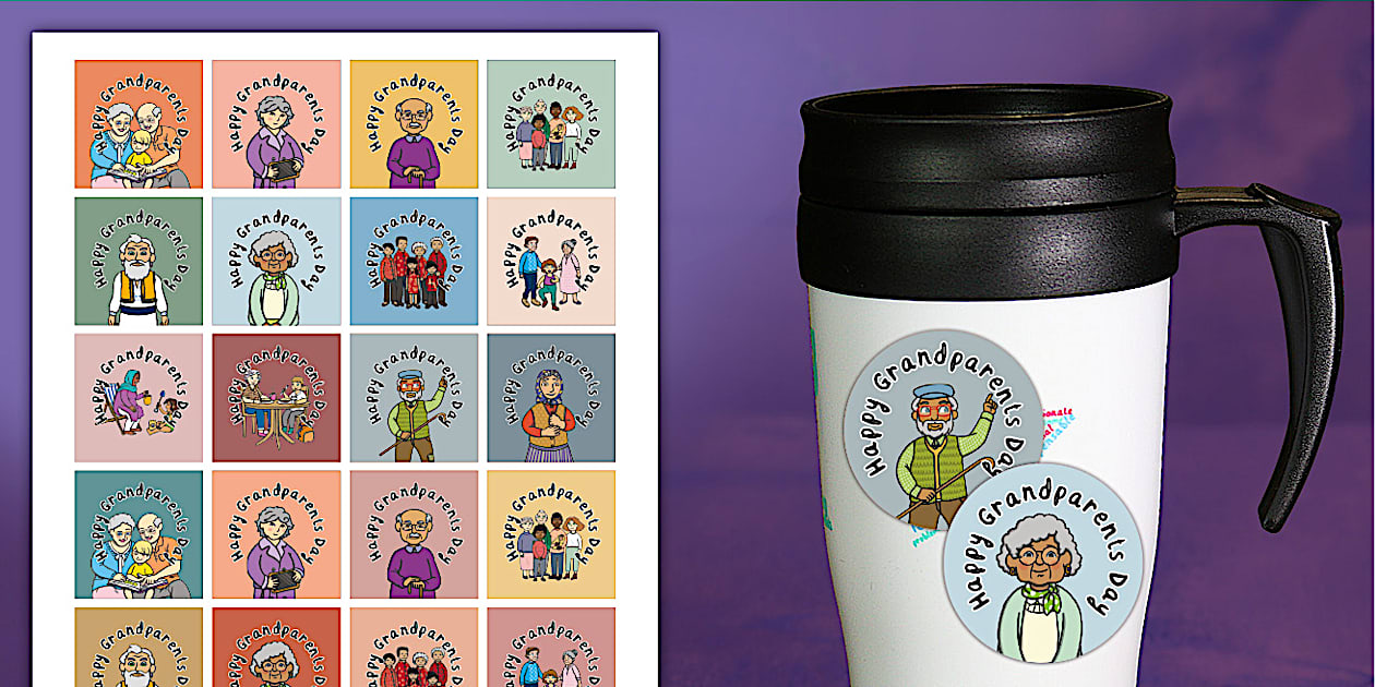 Grandparents Day | Neutral Colour | 'Happy Grandparents Day' | Stickers