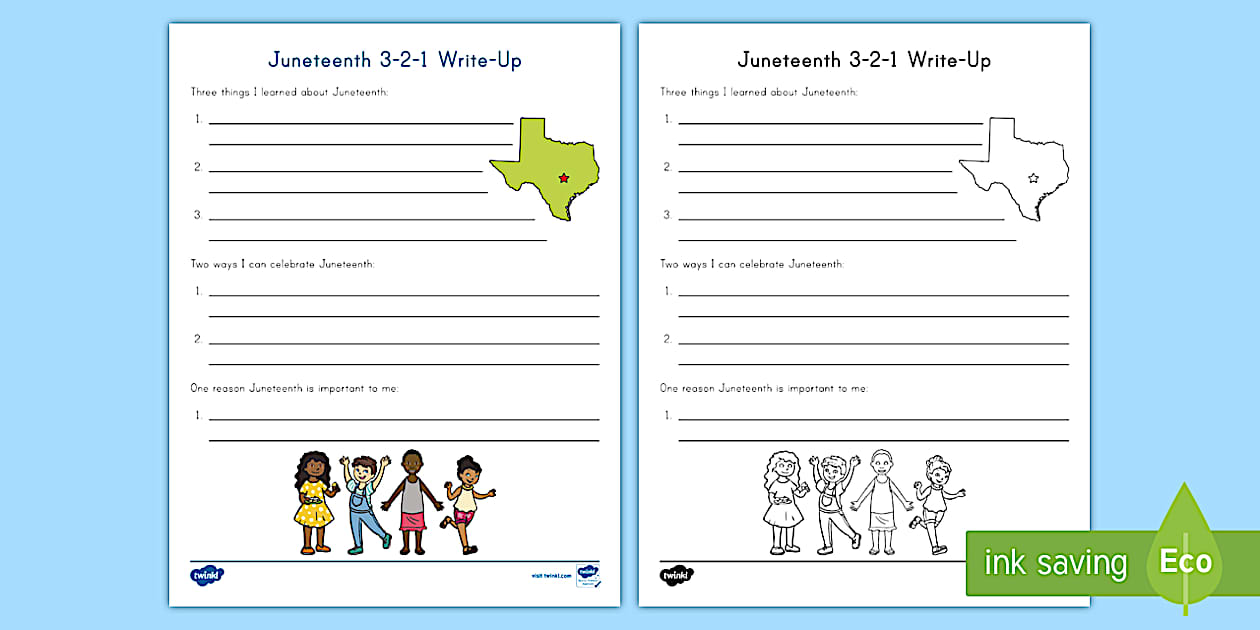 Juneteenth 3-2-1 Writing Worksheet (teacher made) - Twinkl