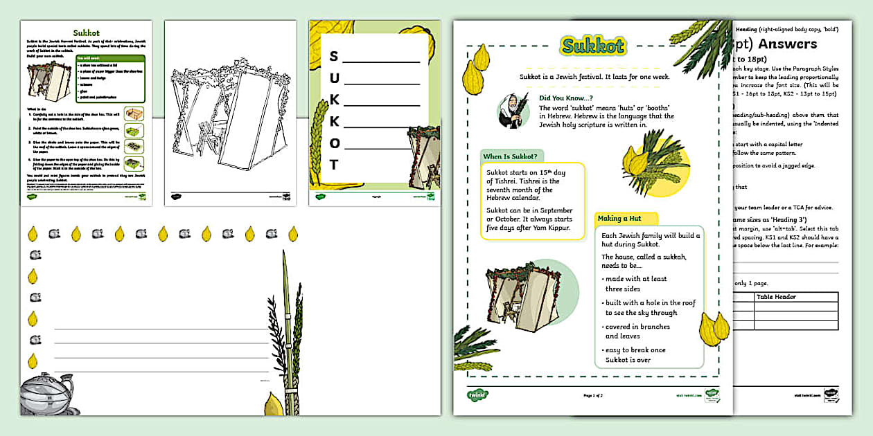 KS1 Sukkot Activities Pack (teacher made) - Twinkl