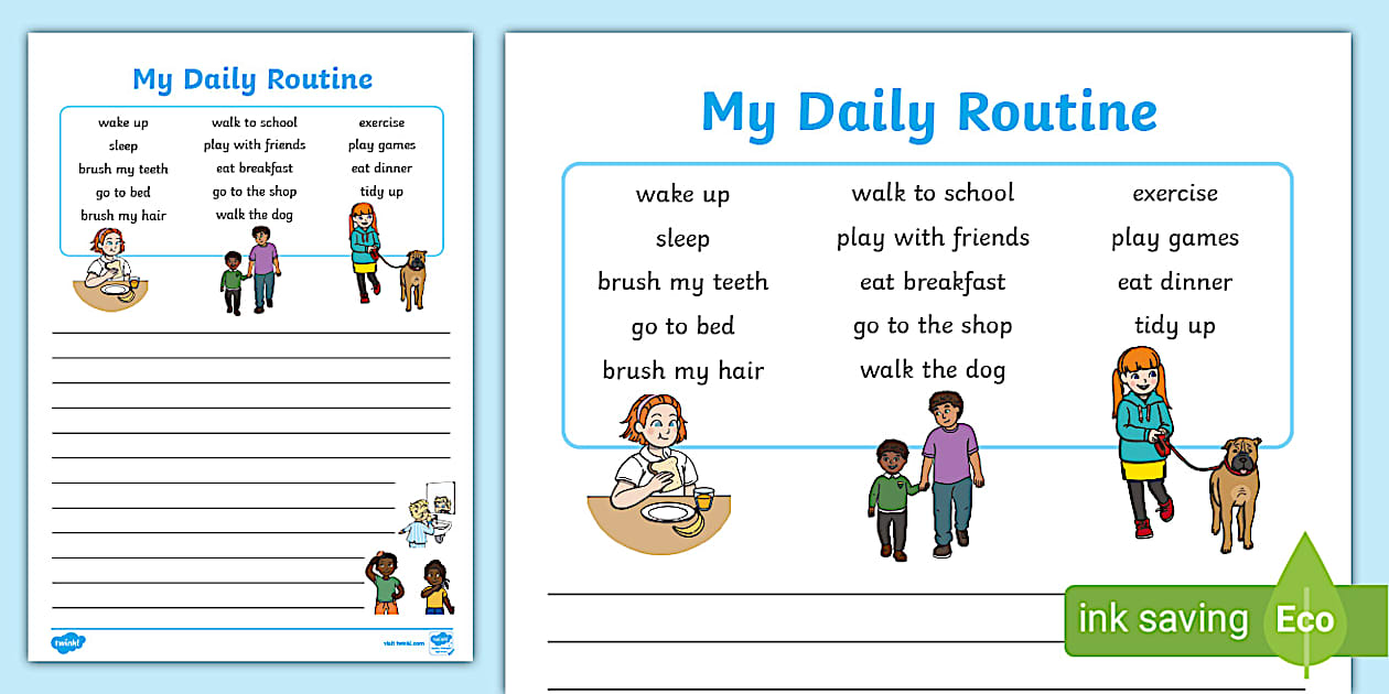 My Daily Routine Poem Worksheet (teacher made) - Twinkl
