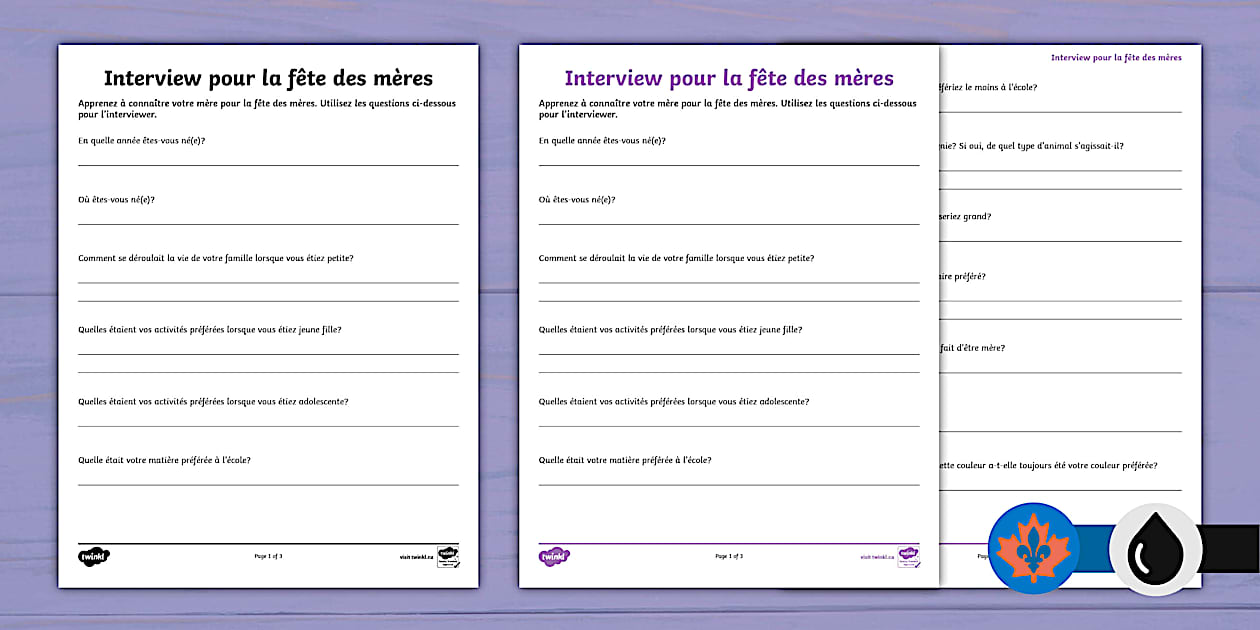 Mother's Day Interview Activity French