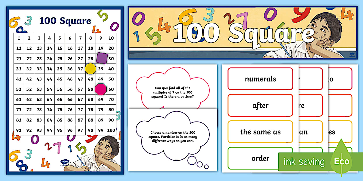 Hundred Square Display Pack (teacher made) - Twinkl
