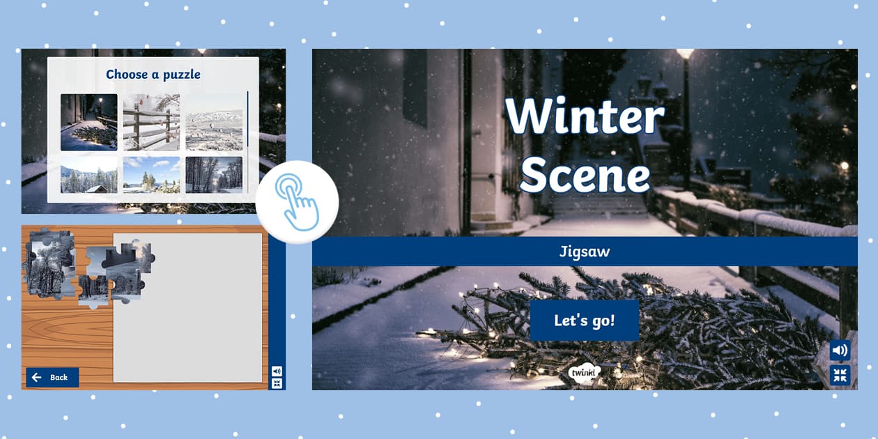 Winter Scene Interactive Jigsaw (teacher made) - Twinkl