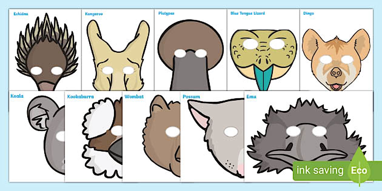 Australian Animals Role-Play Masks Pack 2 (teacher made)