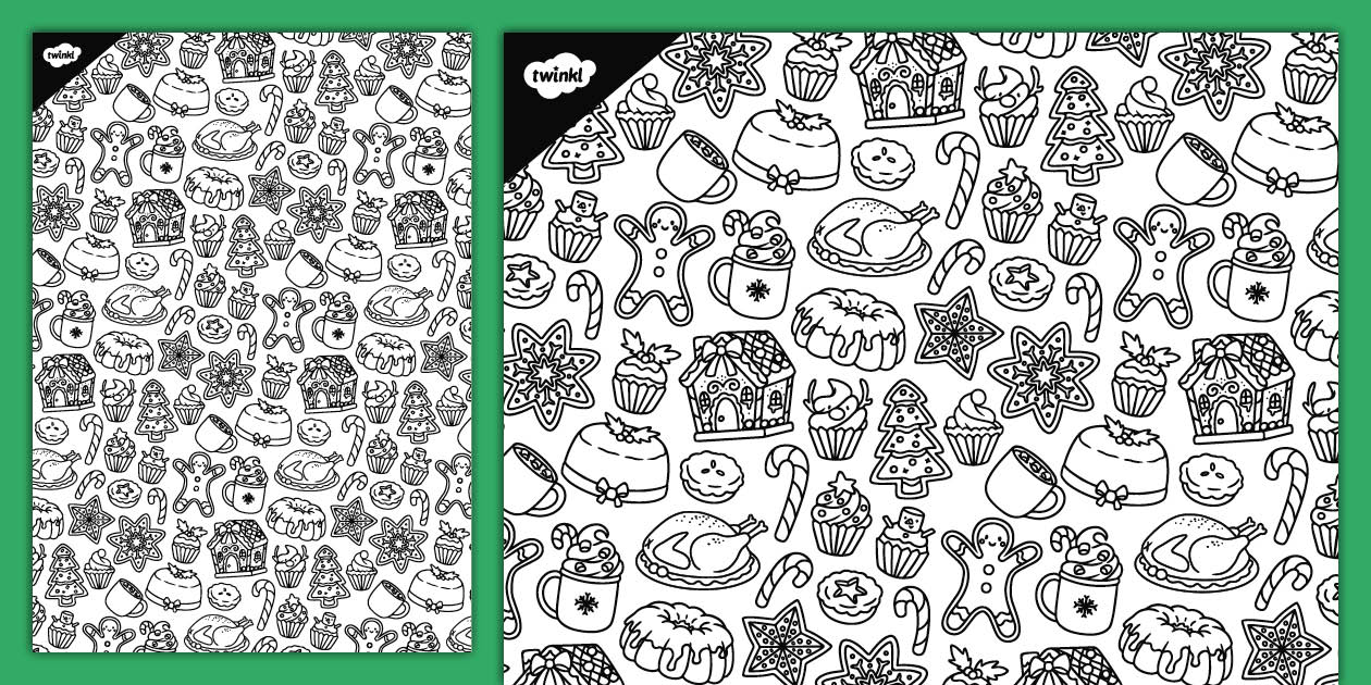 * NEW * Christmas Food Doodle Colouring Page