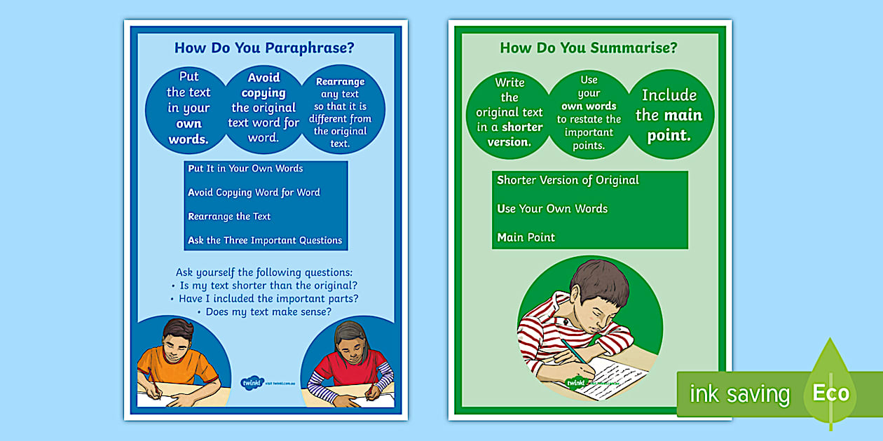 Cursive Paraphrasing and Summarising Display Posters