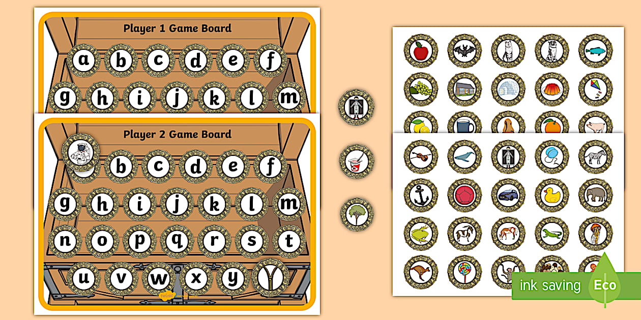 TAS Initial Sounds Treasure Hunt Matching Cards and Board Game