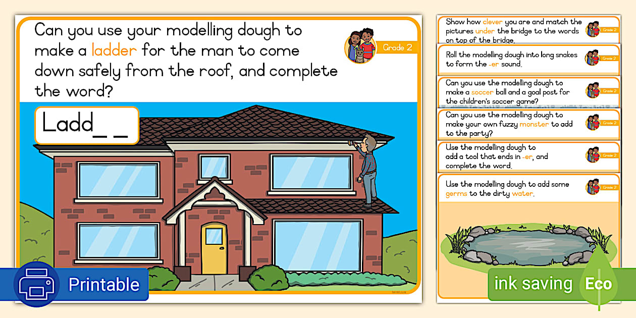 Grade 2 Phonics: - er Modelling Dough Playmats - Twinkl