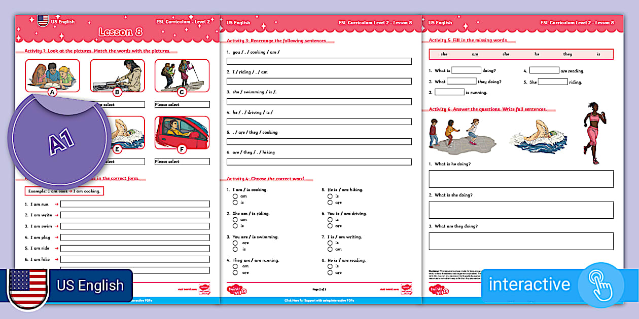 ESL Curriculum (US-English) Level 2, Lesson 8 Interactive PDF