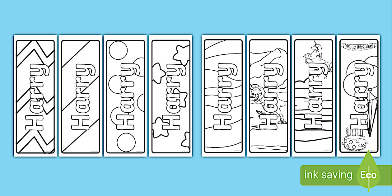 Harry Name Simple Colouring Bookmarks | Twinkl Bookmarks