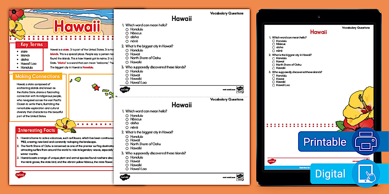 Hawaii Fun Facts and Vocabulary Questions | Twinkl USA