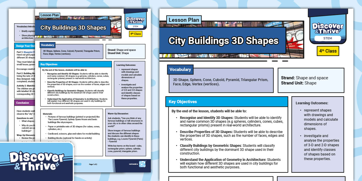 City Buildings: 3D Shapes 4th Class (teacher made) - Twinkl