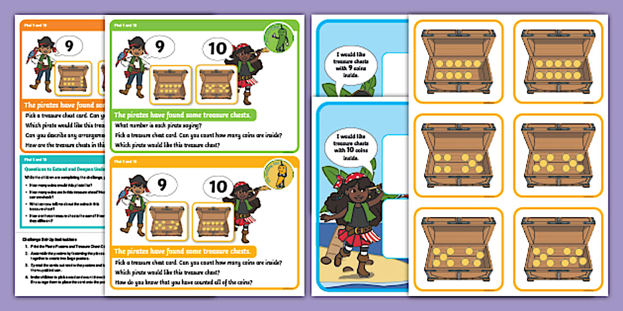 👉 Find 9 and 10 Chilli Challenges: Pirate Treasure - Twinkl