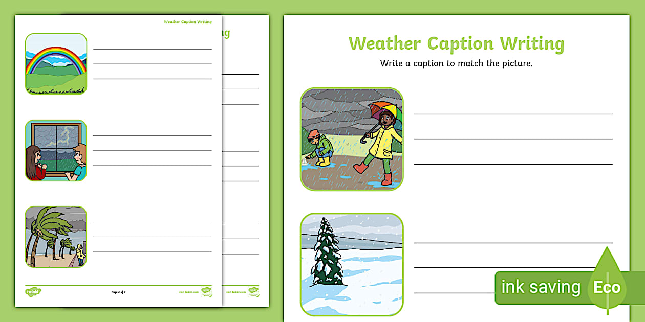 Weather Caption Writing Activity | Twinkl (teacher made)