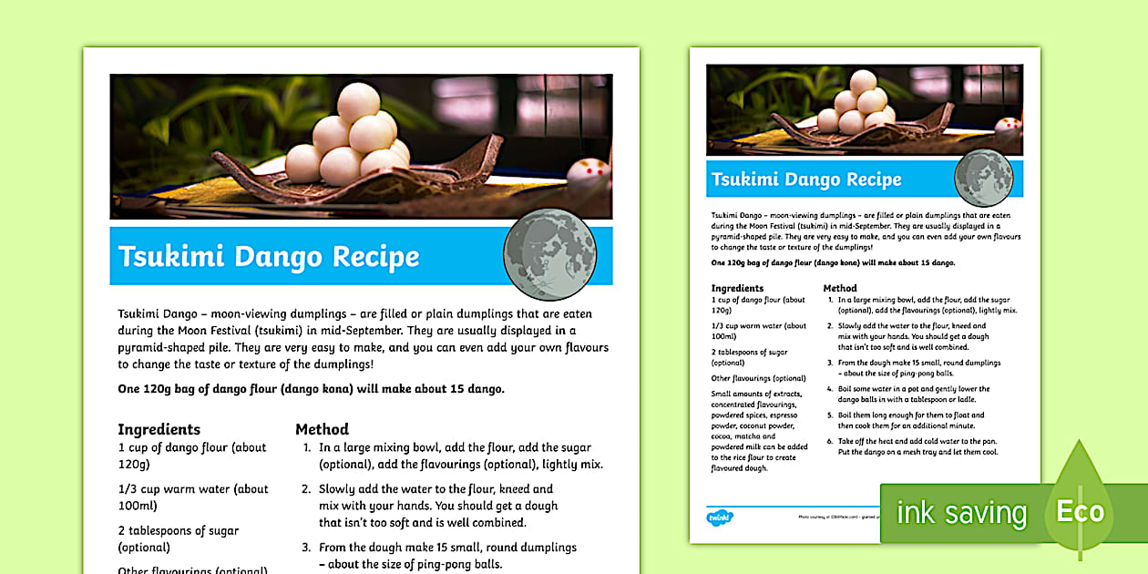 Tsukimi Dango Recipe (creat de profesori) - Twinkl