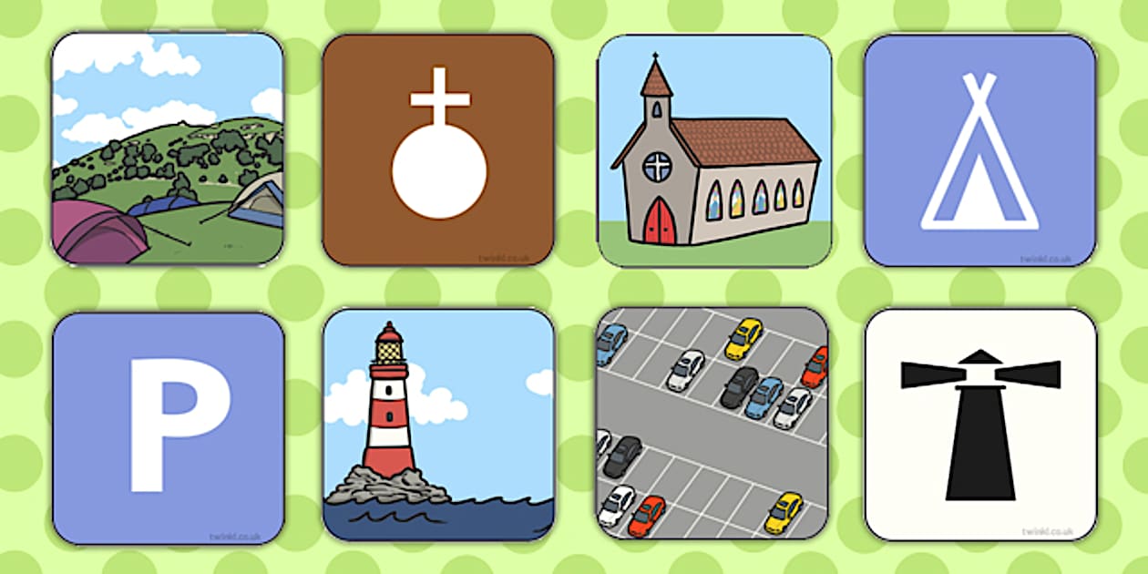 Map Symbol Matching Cards (teacher made) - Twinkl