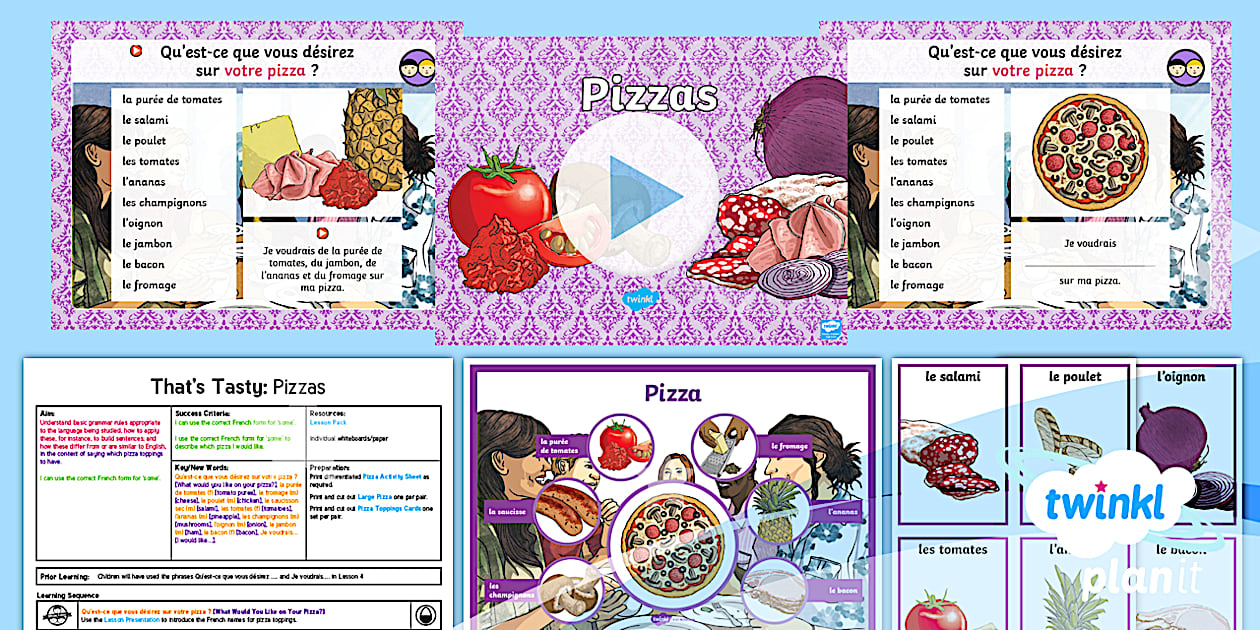 French: That's Tasty!: Pizzas Lesson Pack 6 - Twinkl