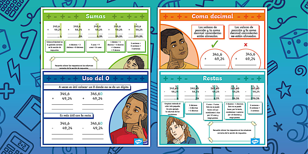 Sumas y restas con decimales - Twinkl