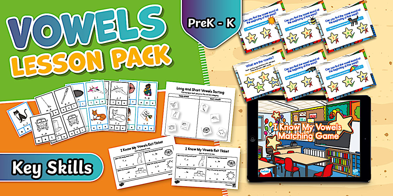 Colorful Vowel Lesson Pack for PreK-K | Twinkl USA - Twinkl