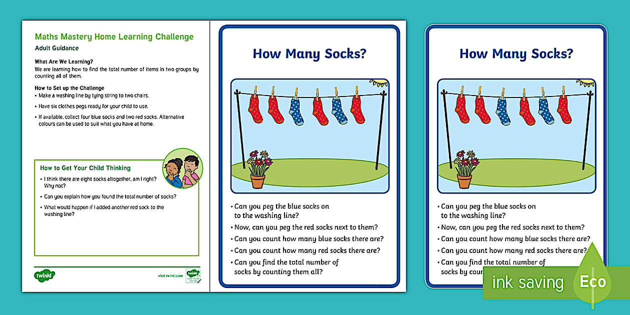EYFS Maths Mastery Addition Home Learning Challenge: Washing Line Addition