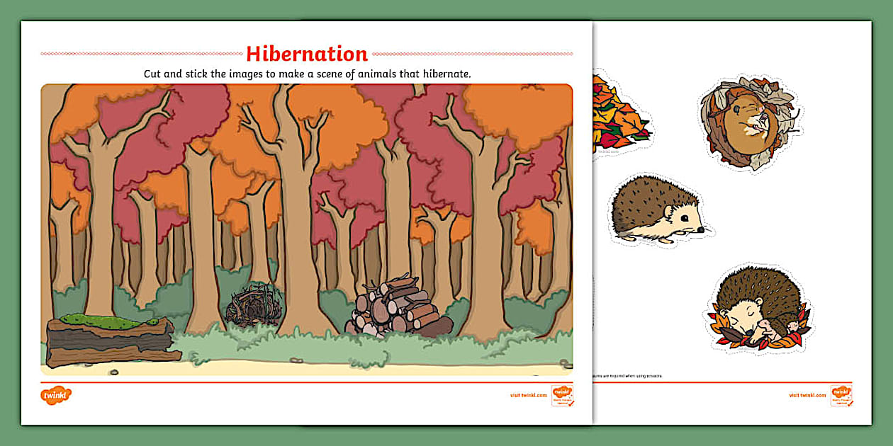 Hibernation Scene Cut and Stick Activity - Twinkl - KS1