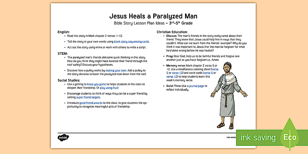 Jesus Heals a Paralyzed Man Teaching Ideas (teacher made)