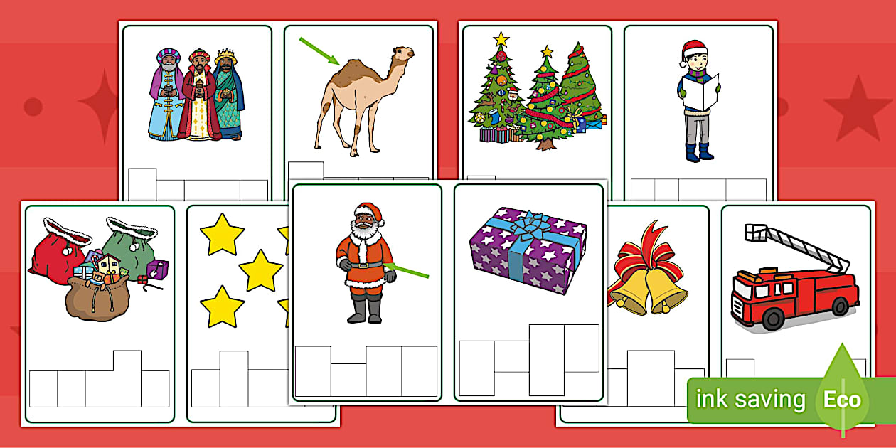 Christmas CVCC and CCVC Words Letter Shape Activity - Twinkl
