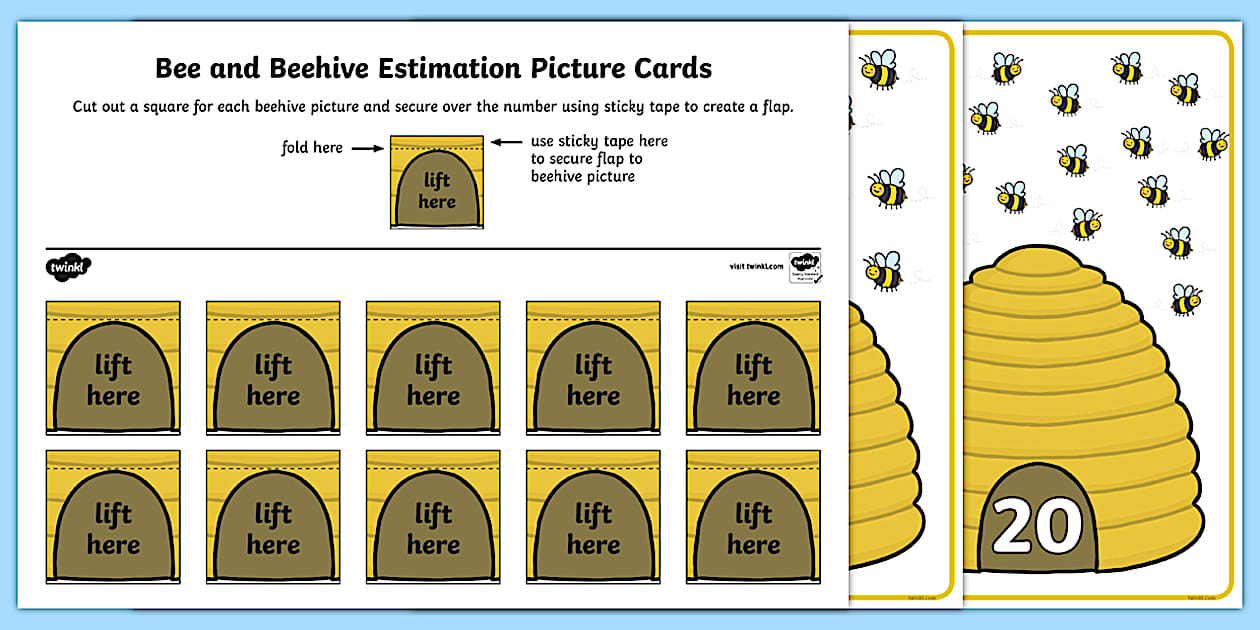 Bee and Beehive Estimation 10 to 20 Picture Cards - Twinkl