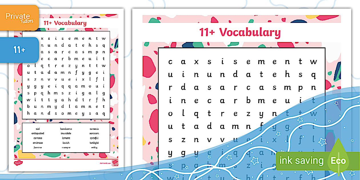 11+ Vocabulary Word Search 8 (Hecho por educadores) - Twinkl