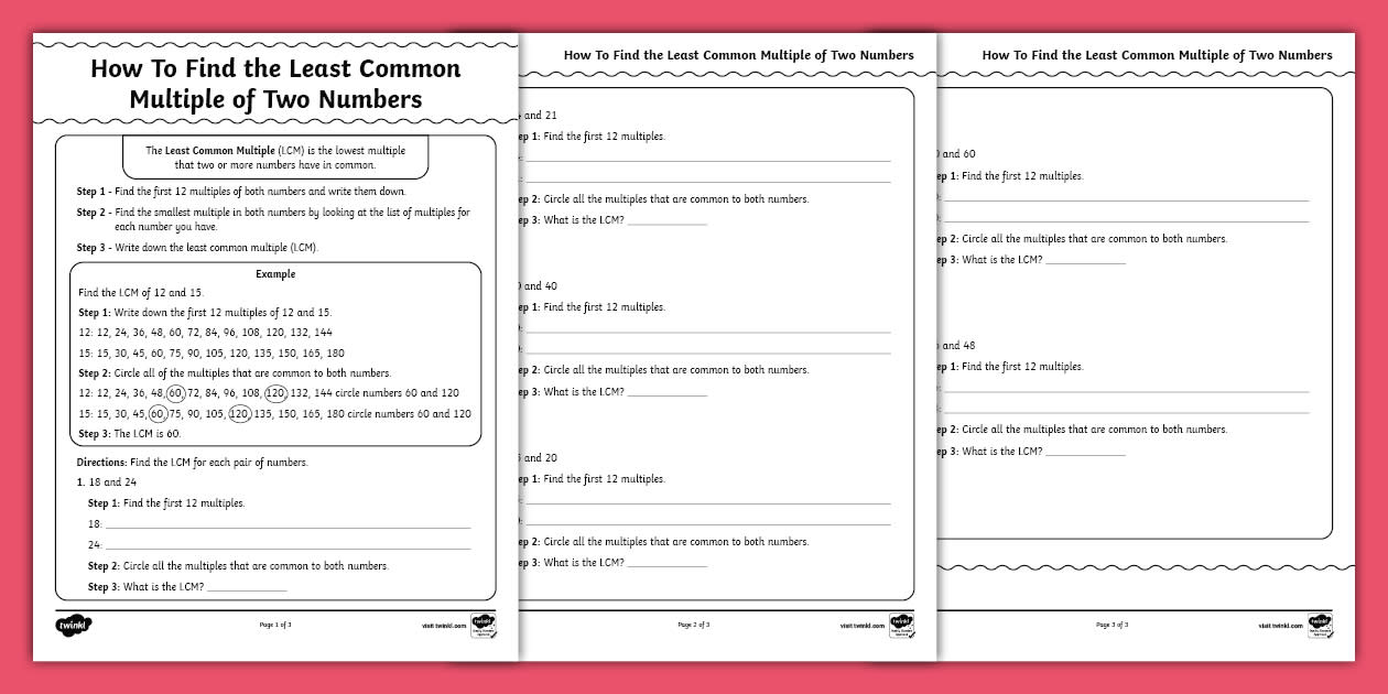 Sixth Grade How To Find the Least Common Multiple of Two Numbers ...