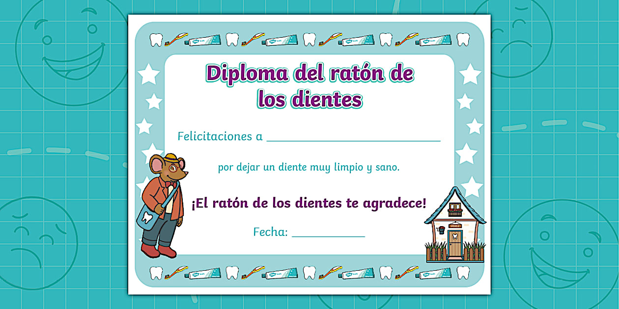 Ratón de los dientes - diploma (teacher made) - Twinkl