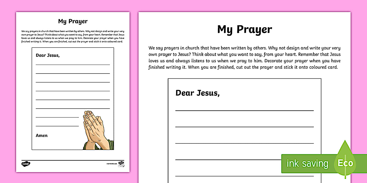 Editable ROI Write Your Own Prayer Write Up Worksheet