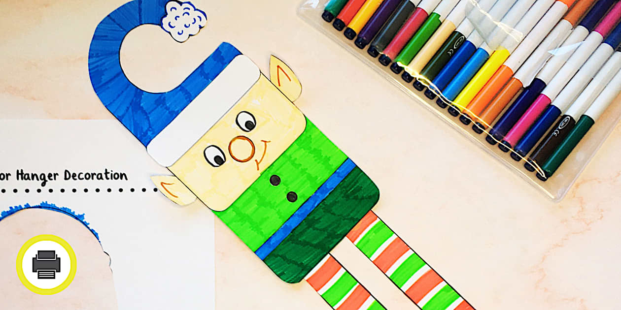 Christmas Door Hanger Elf Craft (teacher made) - Twinkl