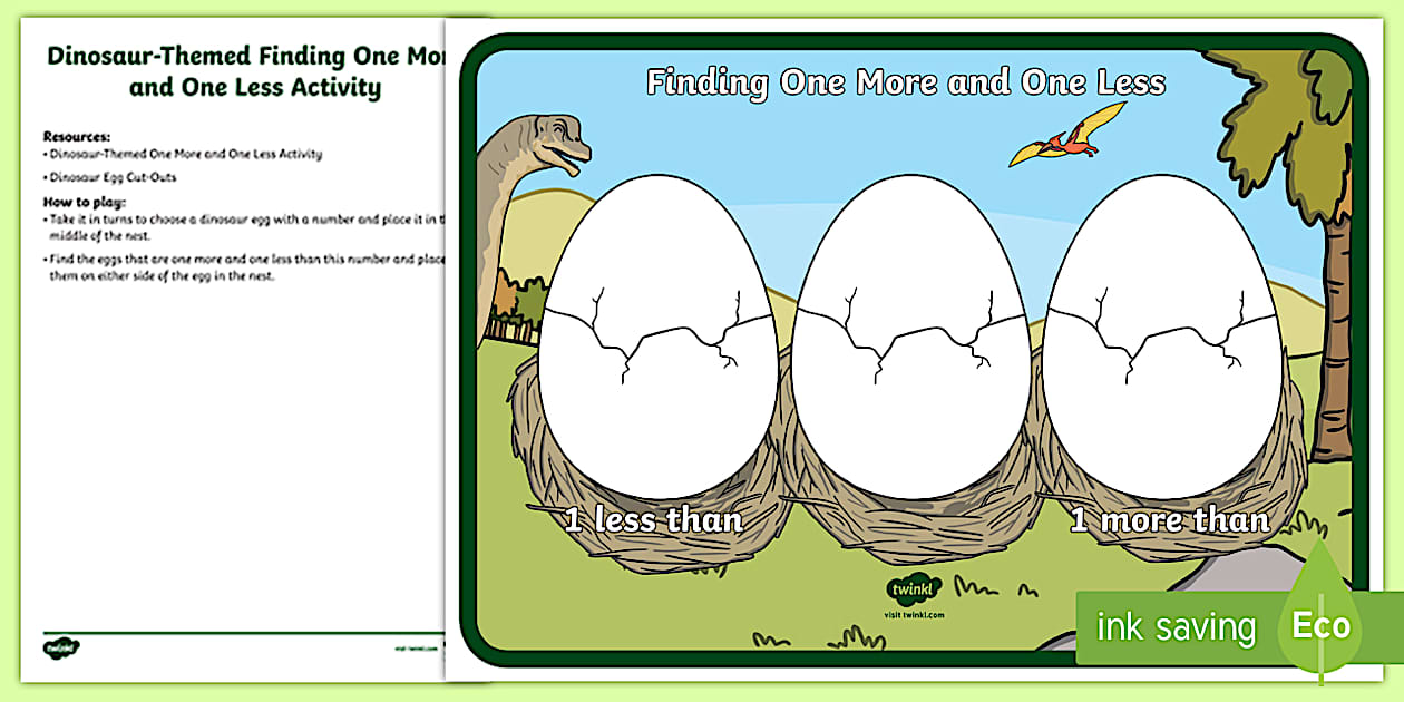Dinosaur-Themed Finding One More and One Less Activity